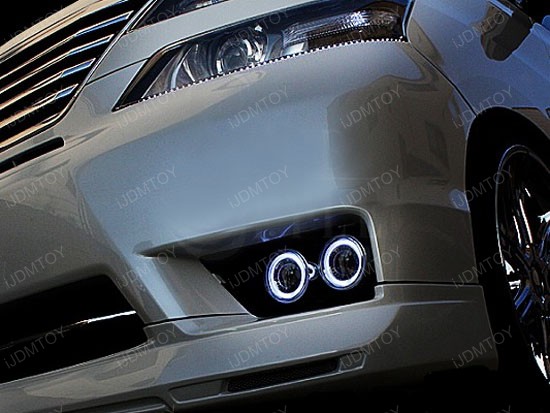 LED Angel Eye Halo Rings Projector Fog Lights Assembly | HID Ready